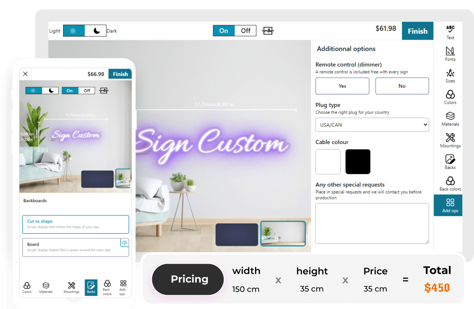 Neon Sign Customizer App for WooCommerce